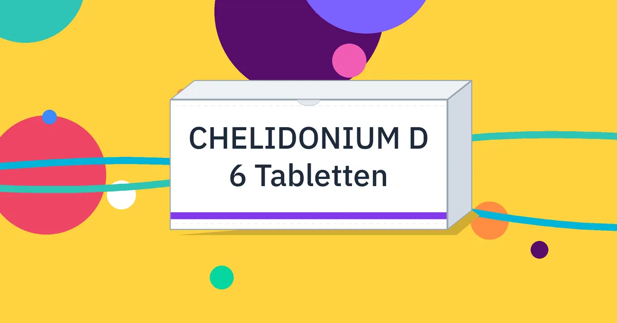 Symbolbild: Packung mit der Aufschrift CHELIDONIUM D 6 Tabletten (PZN 02112430) – Verfügbarkeit und Bezug in Apotheken in Frankfurt am Main