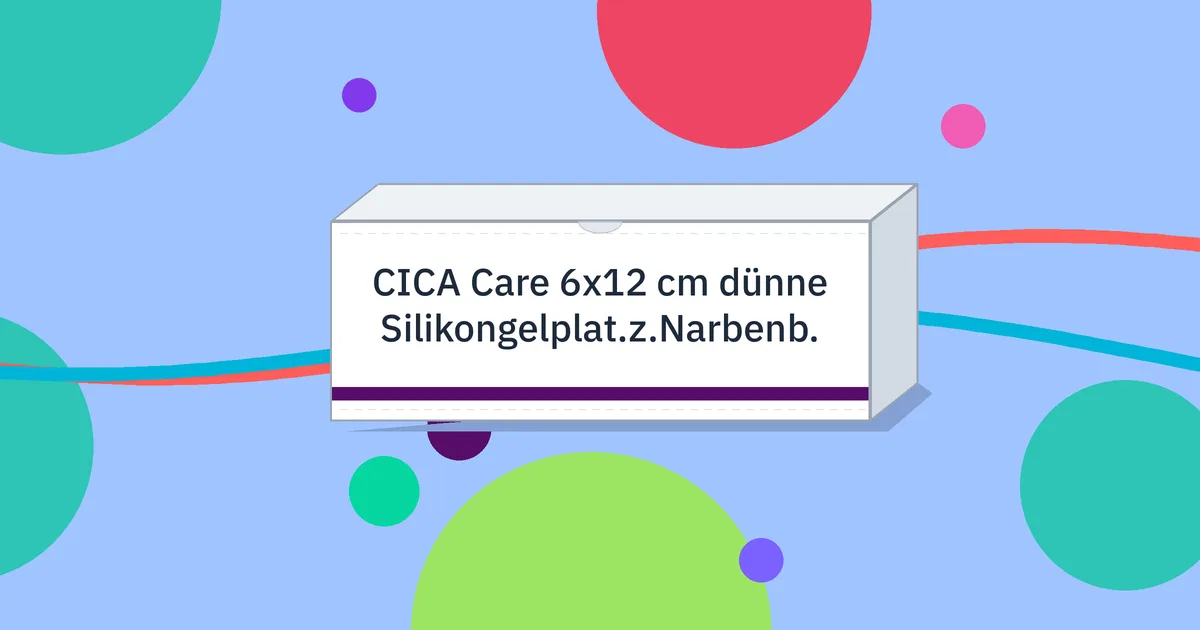 Symbolbild: Packung mit der Aufschrift CICA Care 6x12 cm dünne Silikongelplat.z.Narbenb. (PZN 18066270) – Verfügbarkeit und Bezug in Apotheken in Frankfurt am Main
