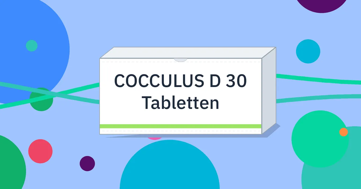 Symbolbild: Packung mit der Aufschrift COCCULUS D 30 Tabletten (PZN 02628665) – Verfügbarkeit und Bezug in Apotheken in Frankfurt am Main