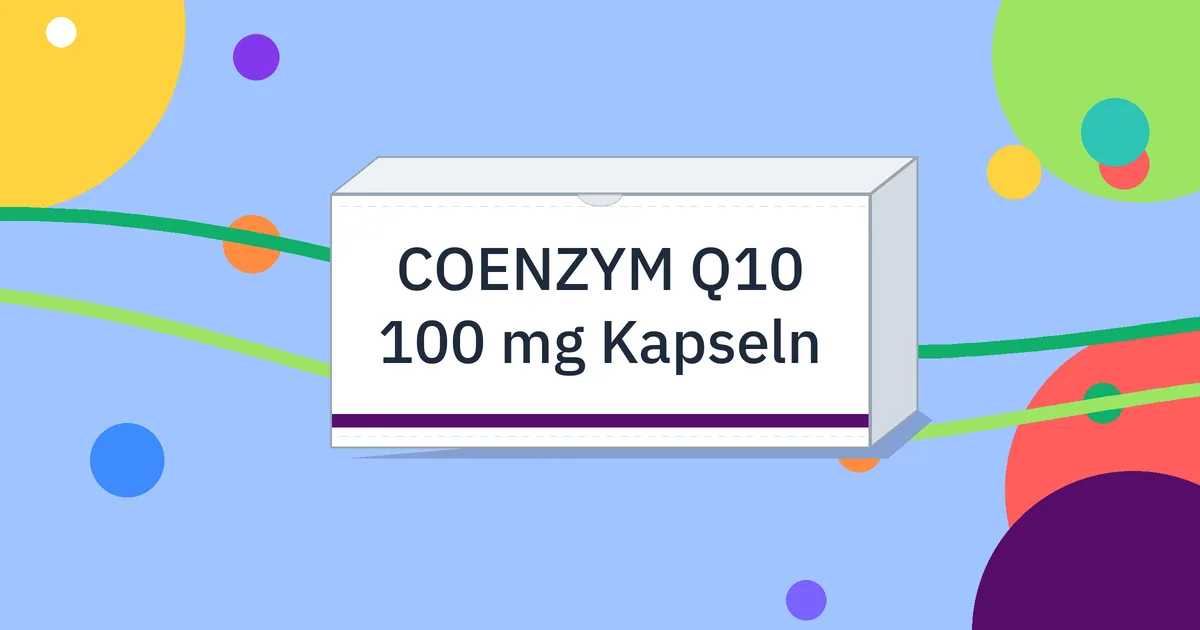 Symbolbild: Packung mit der Aufschrift COENZYM Q10 100 mg Kapseln (PZN 10996064) – Verfügbarkeit und Bezug in Apotheken in Frankfurt am Main
