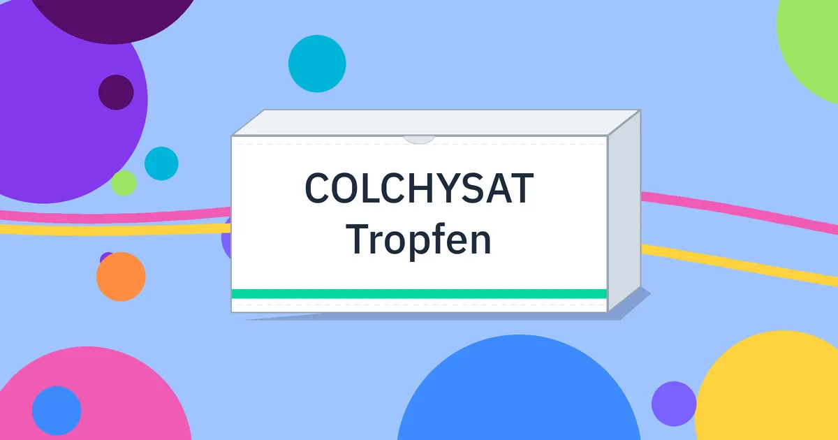 Symbolbild: Packung mit der Aufschrift COLCHYSAT Tropfen (PZN 03972979) – Verfügbarkeit und Bezug in Apotheken in Frankfurt am Main