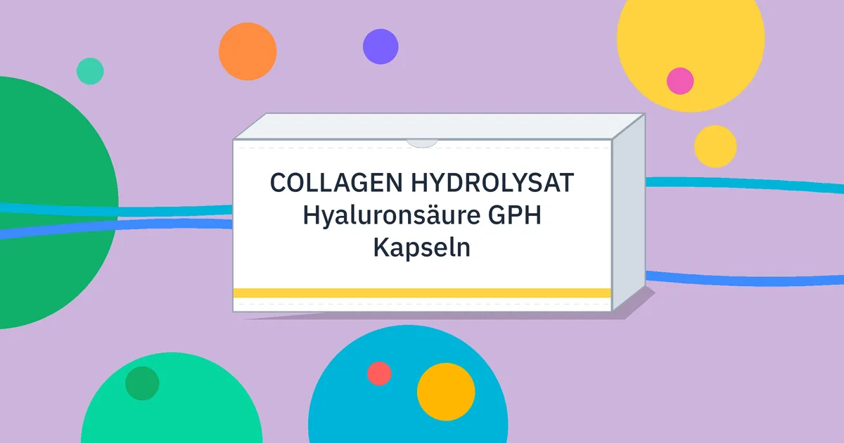 Symbolbild: Packung mit der Aufschrift COLLAGEN HYDROLYSAT Hyaluronsäure GPH Kapseln (PZN 09323905) – Verfügbarkeit und Bezug in Apotheken in Frankfurt am Main