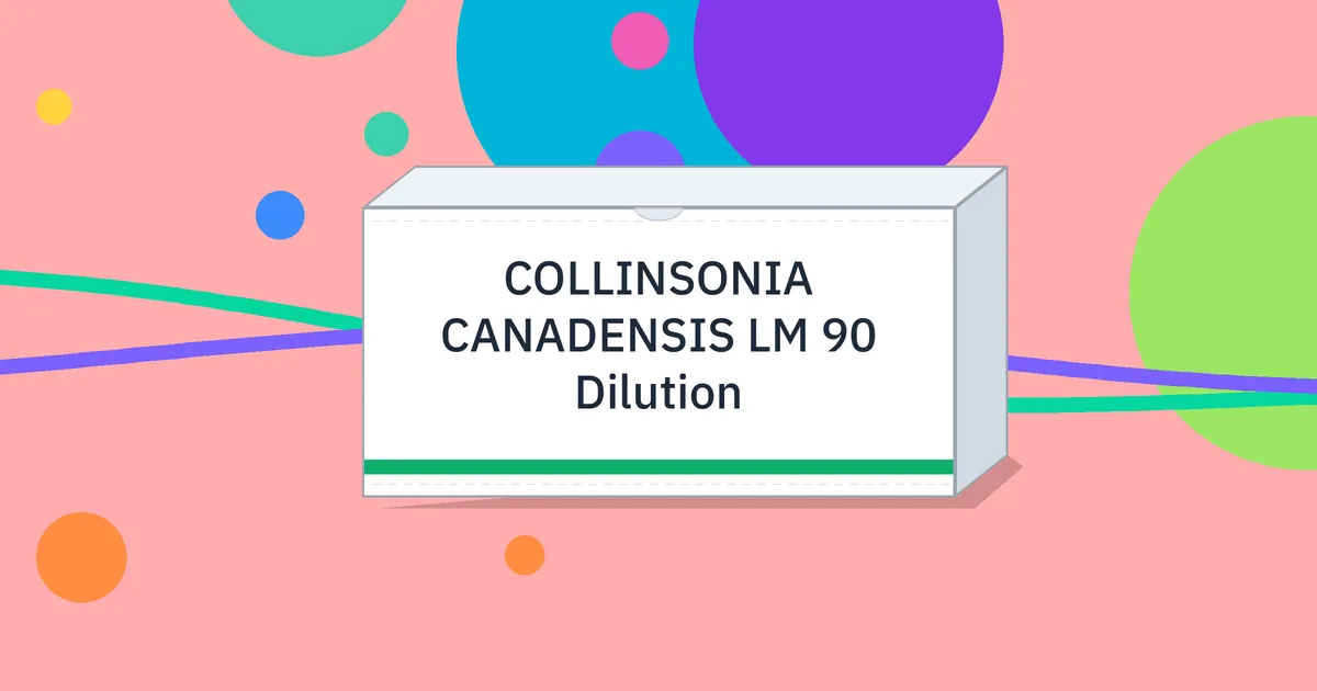 Symbolbild: Packung mit der Aufschrift COLLINSONIA CANADENSIS LM 90 Dilution (PZN 13448104) – Verfügbarkeit und Bezug in Apotheken in Frankfurt am Main