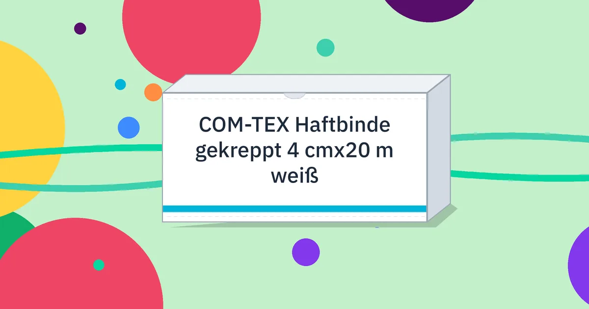 Symbolbild: Packung mit der Aufschrift COM-TEX Haftbinde gekreppt 4 cmx20 m weiß (PZN 03095484) – Verfügbarkeit und Bezug in Apotheken in Frankfurt am Main