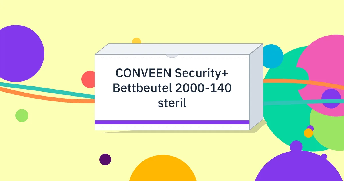 Symbolbild: Packung mit der Aufschrift CONVEEN Security+ Bettbeutel 2000-140 steril (PZN 10325269) – Verfügbarkeit und Bezug in Apotheken in Frankfurt am Main