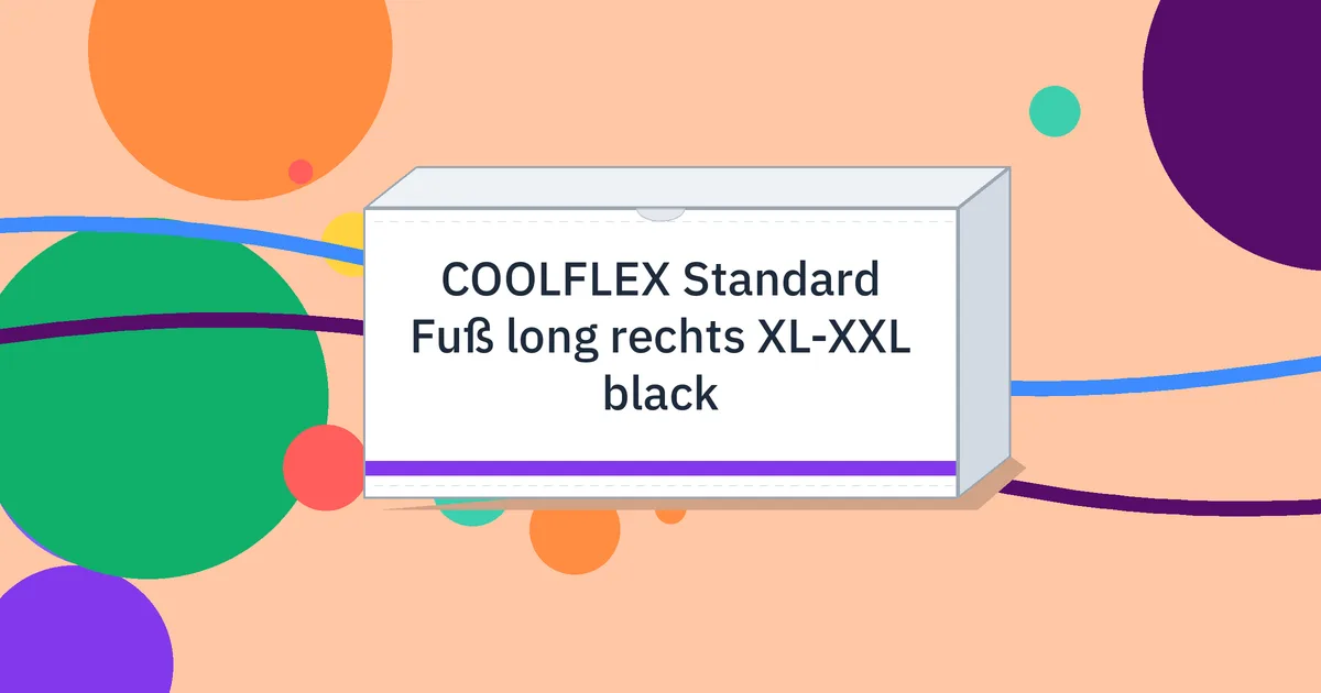 Symbolbild: Packung mit der Aufschrift COOLFLEX Standard Fuß long rechts XL-XXL black (PZN 20382386) – Verfügbarkeit und Bezug in Apotheken in Frankfurt am Main