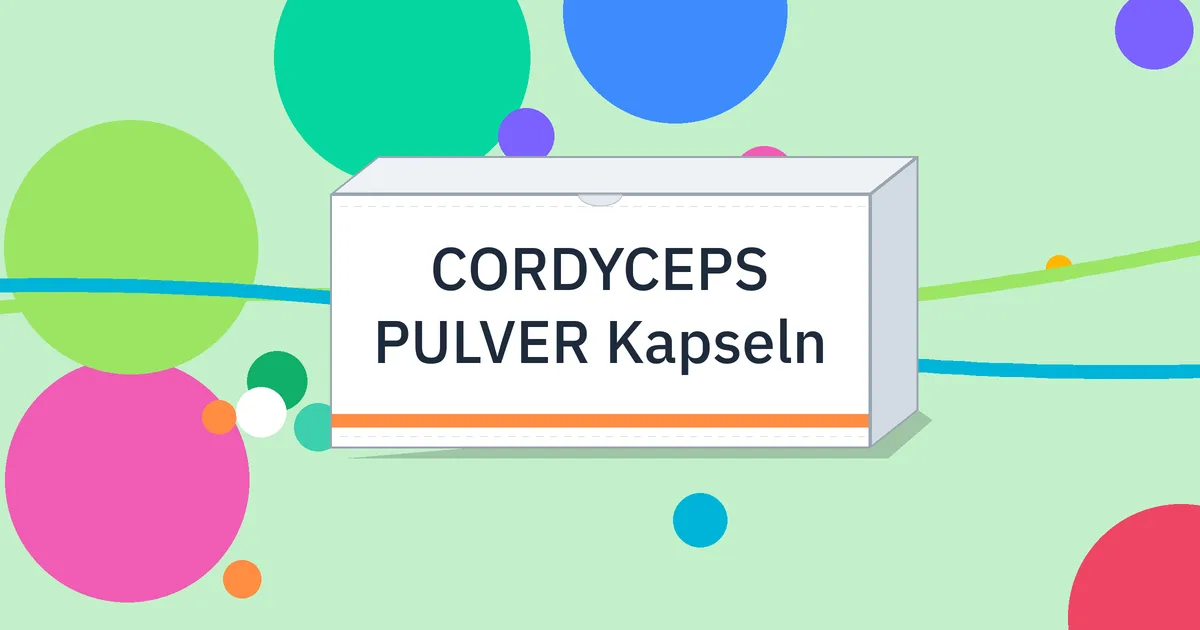 Symbolbild: Packung mit der Aufschrift CORDYCEPS PULVER Kapseln (PZN 17628470) – Verfügbarkeit und Bezug in Apotheken in Frankfurt am Main