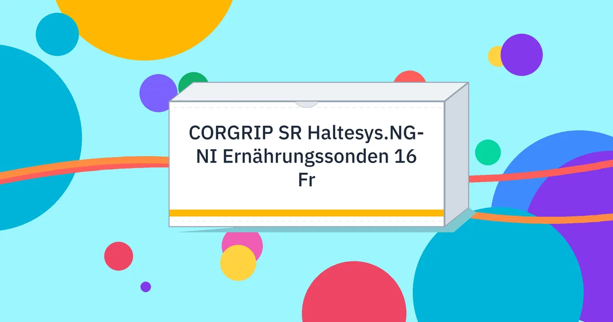 Symbolbild: Packung mit der Aufschrift CORGRIP SR Haltesys.NG-NI Ernährungssonden 16 Fr (PZN 19630703) – Verfügbarkeit und Bezug in Apotheken in Frankfurt am Main