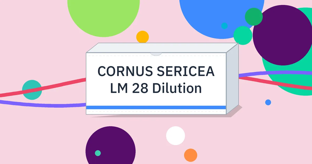Symbolbild: Packung mit der Aufschrift CORNUS SERICEA LM 28 Dilution (PZN 13453252) – Verfügbarkeit und Bezug in Apotheken in Frankfurt am Main