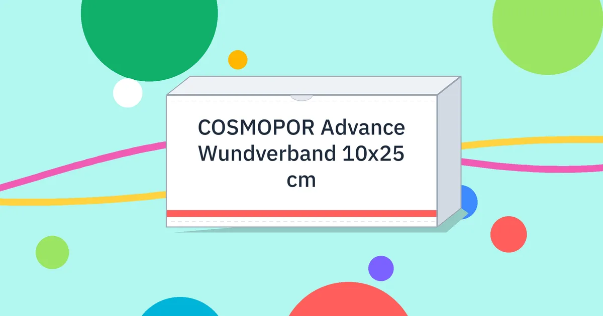 Symbolbild: Packung mit der Aufschrift COSMOPOR Advance Wundverband 10x25 cm (PZN 18799541) – Verfügbarkeit und Bezug in Apotheken in Frankfurt am Main