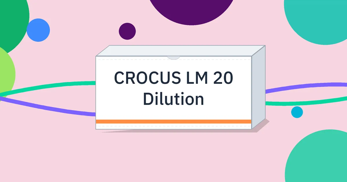 Symbolbild: Packung mit der Aufschrift CROCUS LM 20 Dilution (PZN 12835661) – Verfügbarkeit und Bezug in Apotheken in Frankfurt am Main