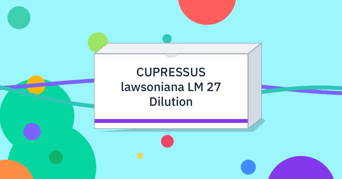 Symbolbild: Packung mit der Aufschrift CUPRESSUS lawsoniana LM 27 Dilution (PZN 13457913) – Verfügbarkeit und Bezug in Apotheken in Frankfurt am Main