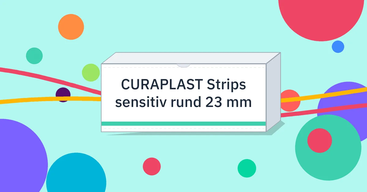 Symbolbild: Packung mit der Aufschrift CURAPLAST Strips sensitiv rund 23 mm (PZN 19068331) – Verfügbarkeit und Bezug in Apotheken in Frankfurt am Main