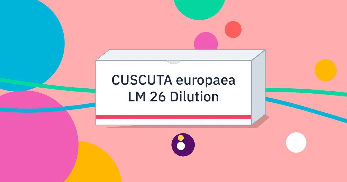 Symbolbild: Packung mit der Aufschrift CUSCUTA europaea LM 26 Dilution (PZN 13459289) – Verfügbarkeit und Bezug in Apotheken in Frankfurt am Main