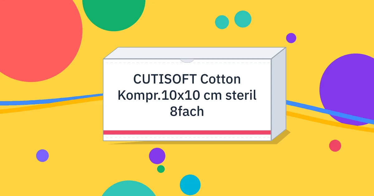 Symbolbild: Packung mit der Aufschrift CUTISOFT Cotton Kompr.10x10 cm steril 8fach (PZN 09890395) – Verfügbarkeit und Bezug in Apotheken in Frankfurt am Main