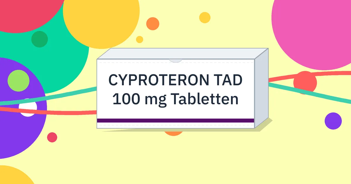 Symbolbild: Packung mit der Aufschrift CYPROTERON TAD 100 mg Tabletten (PZN 01743772) – Verfügbarkeit und Bezug in Apotheken in Frankfurt am Main