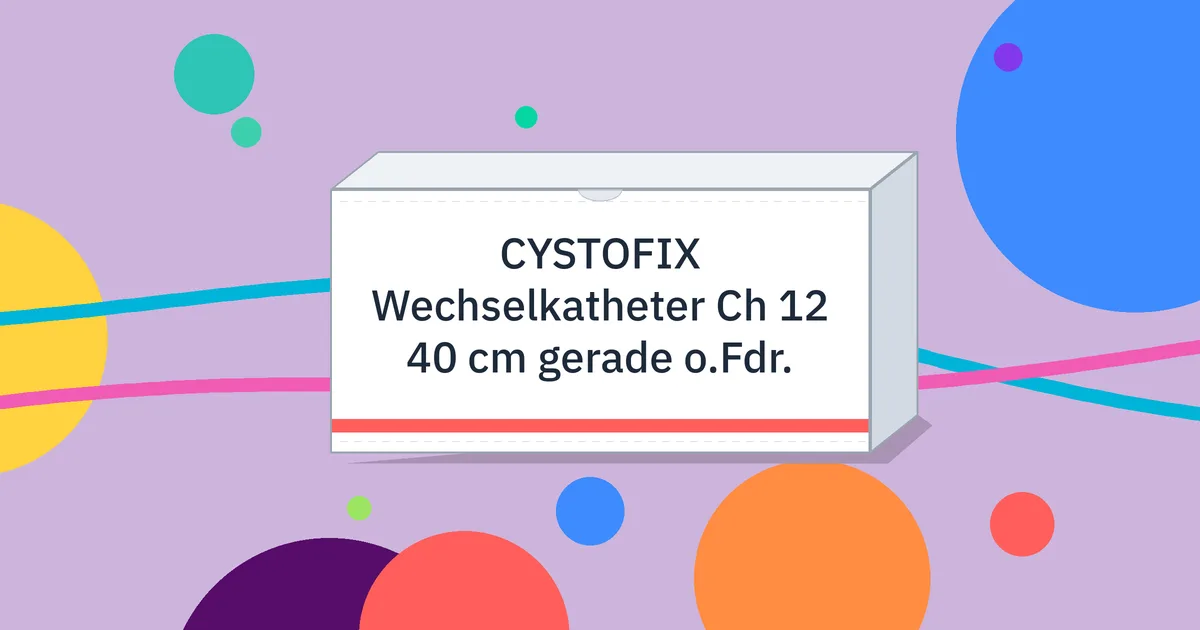 Symbolbild: Packung mit der Aufschrift CYSTOFIX Wechselkatheter Ch 12 40 cm gerade o.Fdr. (PZN 11156432) – Verfügbarkeit und Bezug in Apotheken in Frankfurt am Main