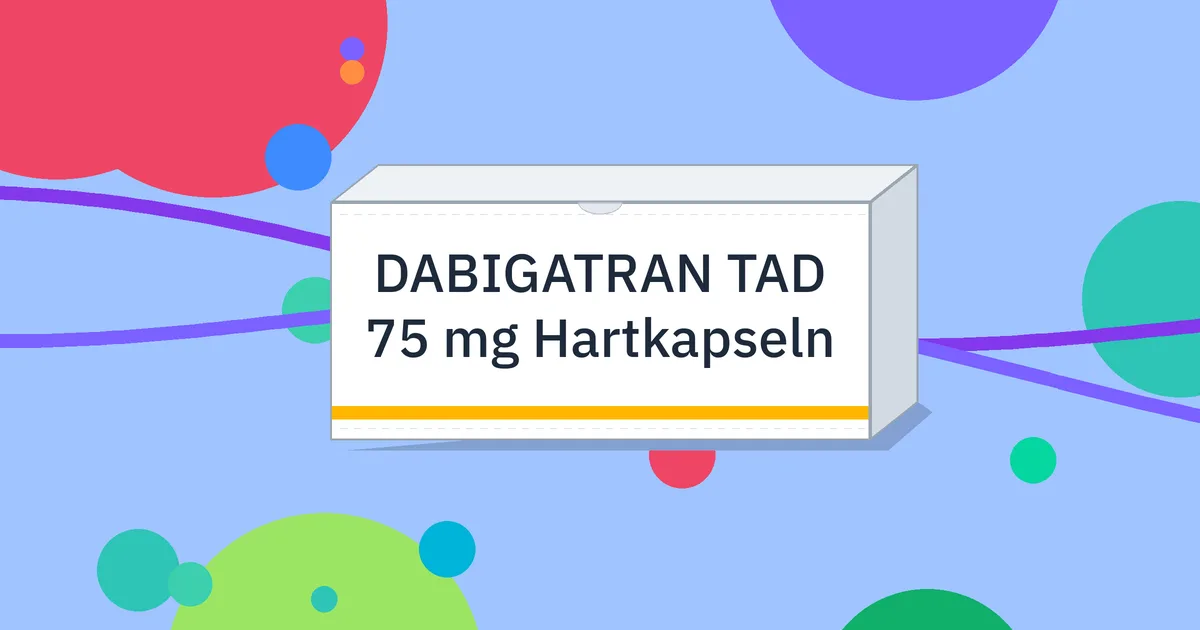Symbolbild: Packung mit der Aufschrift DABIGATRAN TAD 75 mg Hartkapseln (PZN 19139367) – Verfügbarkeit und Bezug in Apotheken in Frankfurt am Main