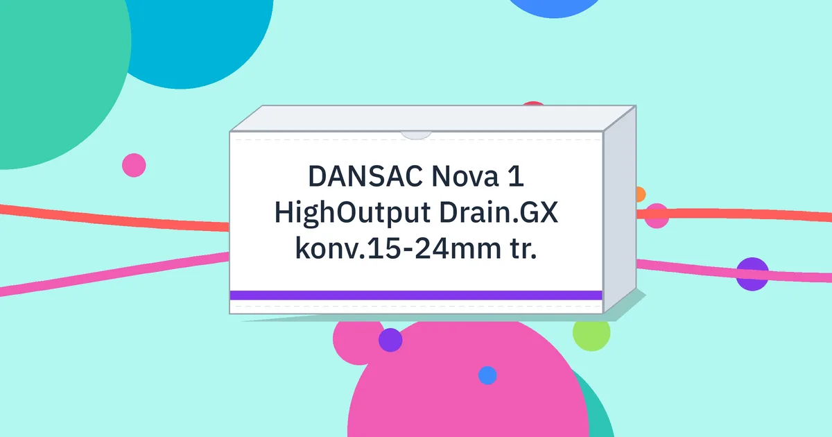 Symbolbild: Packung mit der Aufschrift DANSAC Nova 1 HighOutput Drain.GX konv.15-24mm tr. (PZN 12585253) – Verfügbarkeit und Bezug in Apotheken in Frankfurt am Main