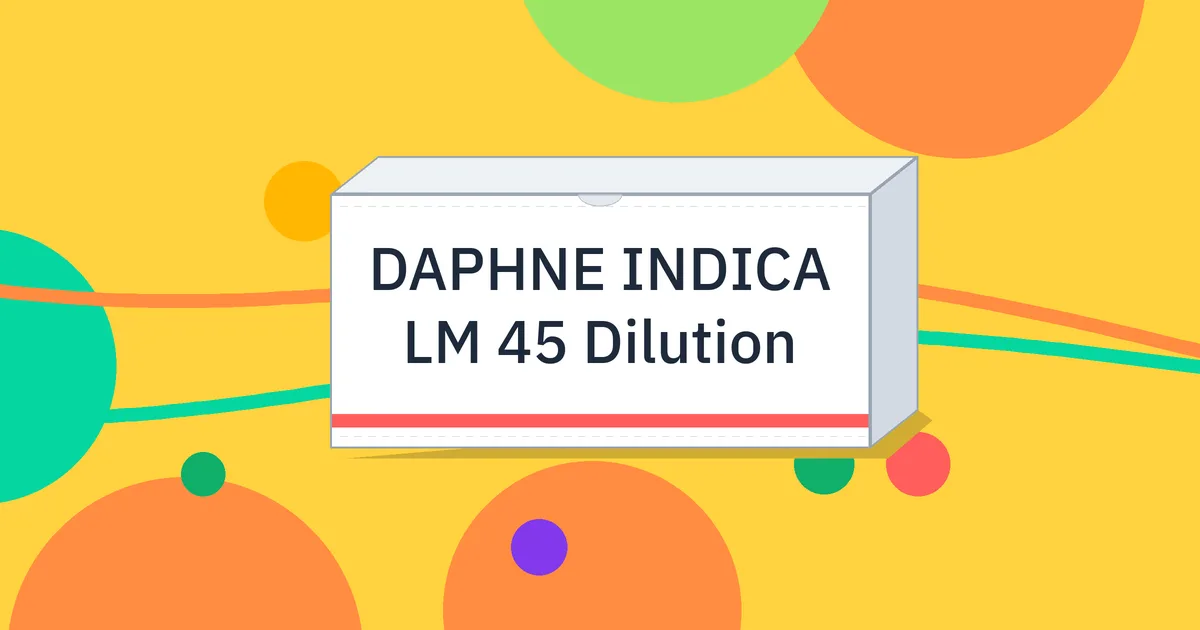 Symbolbild: Packung mit der Aufschrift DAPHNE INDICA LM 45 Dilution (PZN 13461702) – Verfügbarkeit und Bezug in Apotheken in Frankfurt am Main