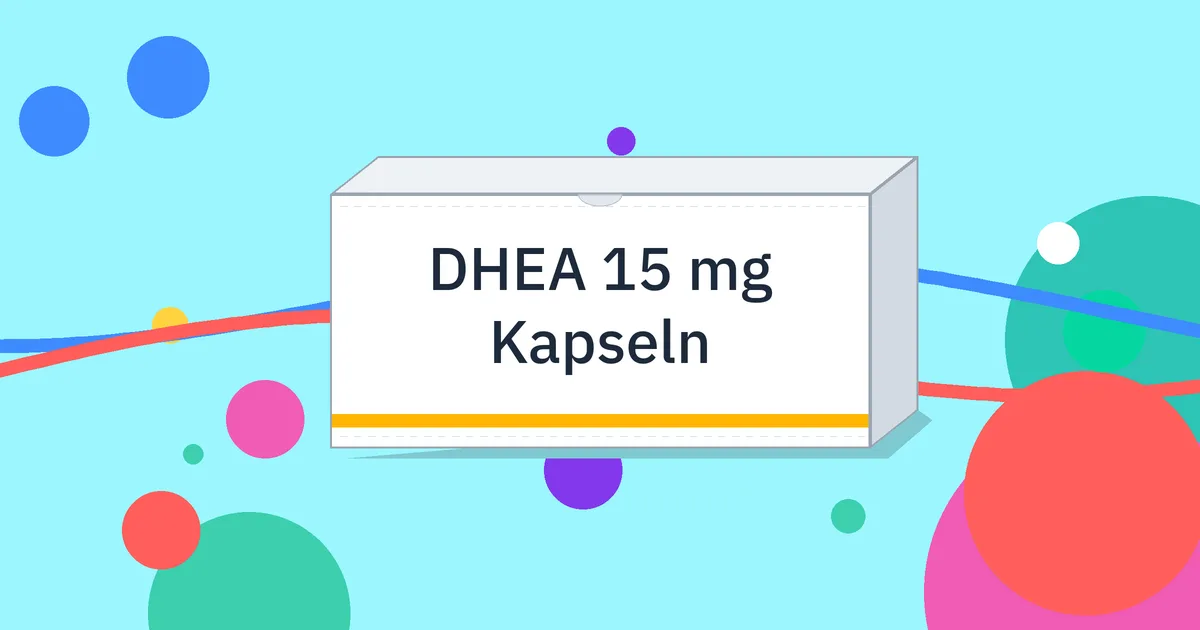 Symbolbild: Packung mit der Aufschrift DHEA 15 mg Kapseln (PZN 18787555) – Verfügbarkeit und Bezug in Apotheken in Frankfurt am Main
