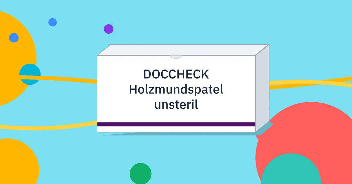 Symbolbild: Packung mit der Aufschrift DOCCHECK Holzmundspatel unsteril (PZN 02340326) – Verfügbarkeit und Bezug in Apotheken in Frankfurt am Main