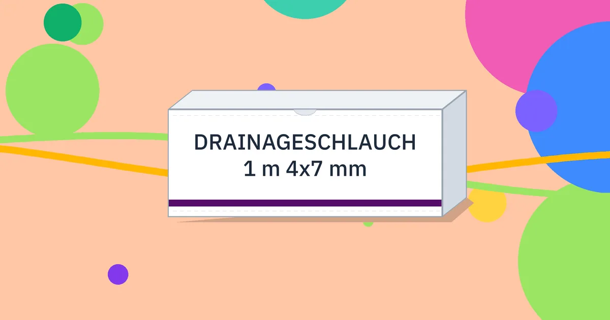 Symbolbild: Packung mit der Aufschrift DRAINAGESCHLAUCH 1 m 4x7 mm (PZN 01726302) – Verfügbarkeit und Bezug in Apotheken in Frankfurt am Main