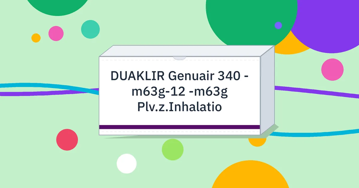 Symbolbild: Packung mit der Aufschrift DUAKLIR Genuair 340 -m63g-12 -m63g Plv.z.Inhalatio (PZN 13166162) – Verfügbarkeit und Bezug in Apotheken in Frankfurt am Main