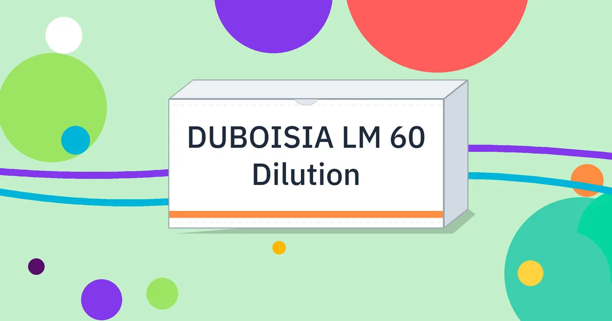 Symbolbild: Packung mit der Aufschrift DUBOISIA LM 60 Dilution (PZN 13467254) – Verfügbarkeit und Bezug in Apotheken in Frankfurt am Main