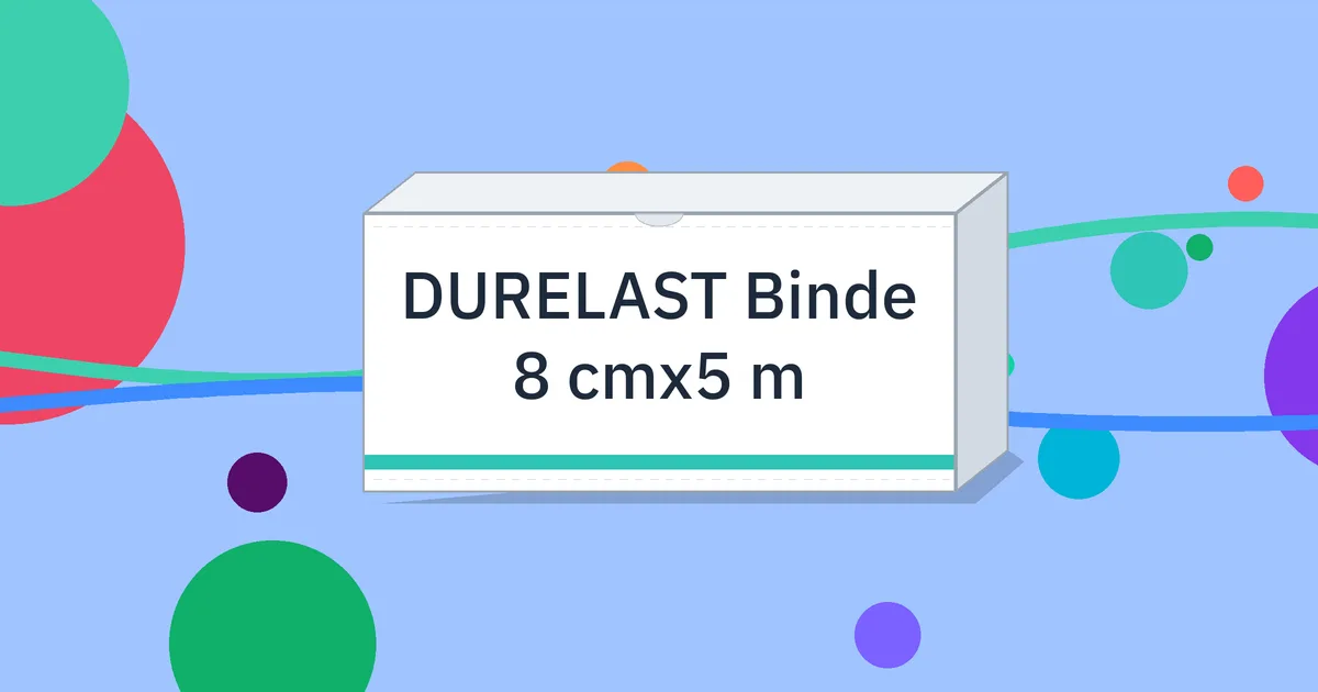 Symbolbild: Packung mit der Aufschrift DURELAST Binde 8 cmx5 m (PZN 11382424) – Verfügbarkeit und Bezug in Apotheken in Frankfurt am Main