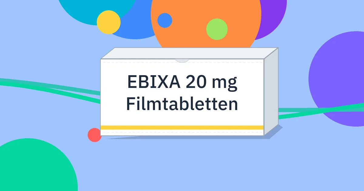 Symbolbild: Packung mit der Aufschrift EBIXA 20 mg Filmtabletten (PZN 10965833) – Verfügbarkeit und Bezug in Apotheken in Frankfurt am Main