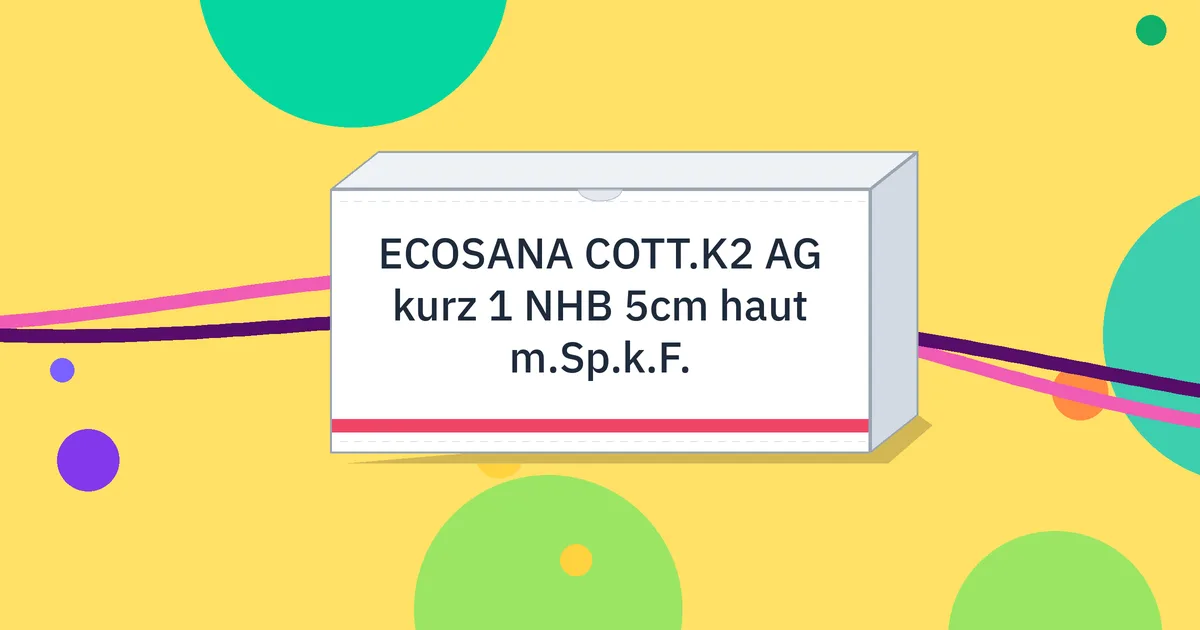 Symbolbild: Packung mit der Aufschrift ECOSANA COTT.K2 AG kurz 1 NHB 5cm haut m.Sp.k.F. (PZN 16948741) – Verfügbarkeit und Bezug in Apotheken in Frankfurt am Main