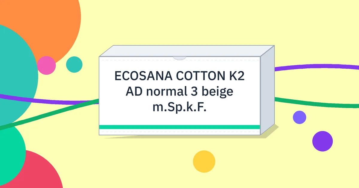 Symbolbild: Packung mit der Aufschrift ECOSANA COTTON K2 AD normal 3 beige m.Sp.k.F. (PZN 16947581) – Verfügbarkeit und Bezug in Apotheken in Frankfurt am Main