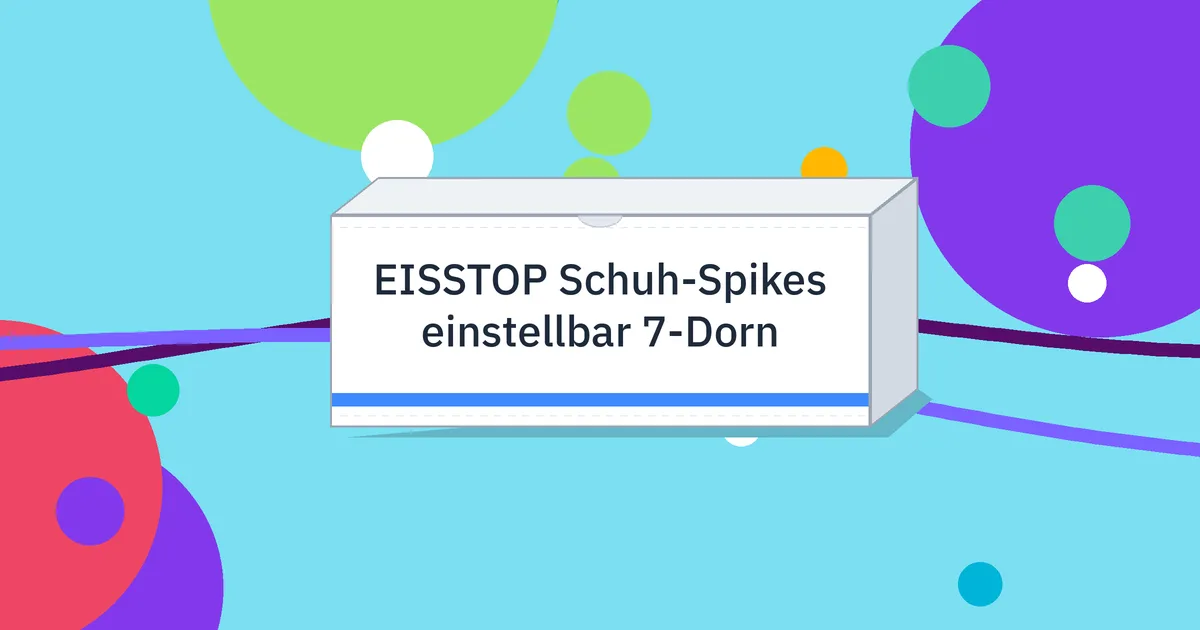 Symbolbild: Packung mit der Aufschrift EISSTOP Schuh-Spikes einstellbar 7-Dorn (PZN 09609205) – Verfügbarkeit und Bezug in Apotheken in Frankfurt am Main