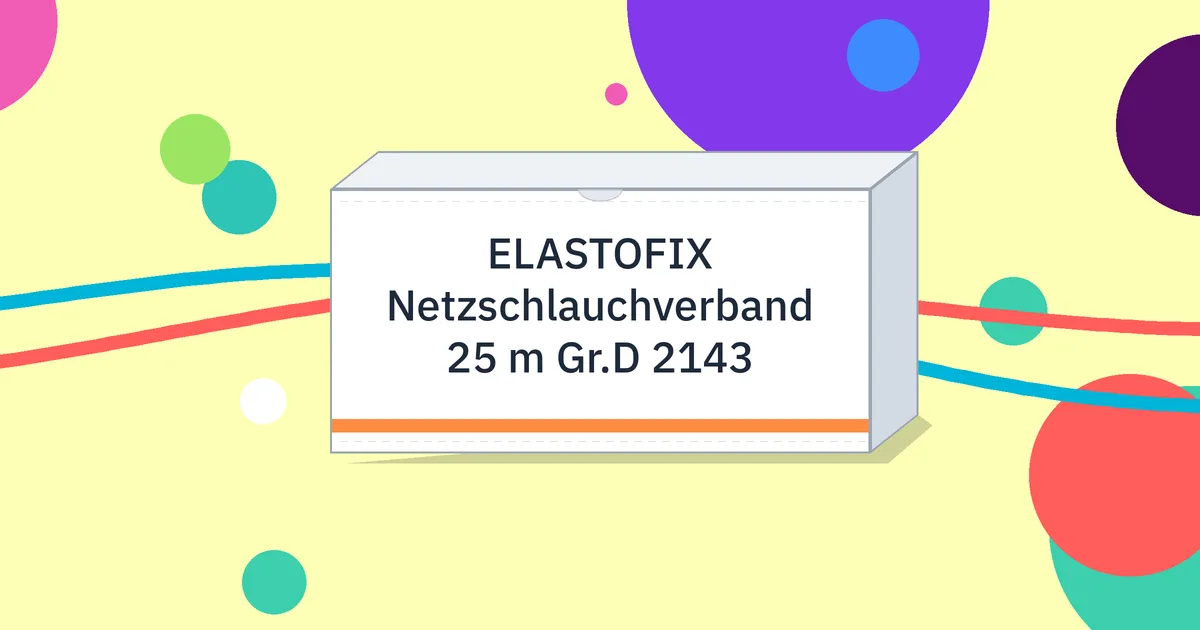 Symbolbild: Packung mit der Aufschrift ELASTOFIX Netzschlauchverband 25 m Gr.D 2143 (PZN 11184411) – Verfügbarkeit und Bezug in Apotheken in Frankfurt am Main