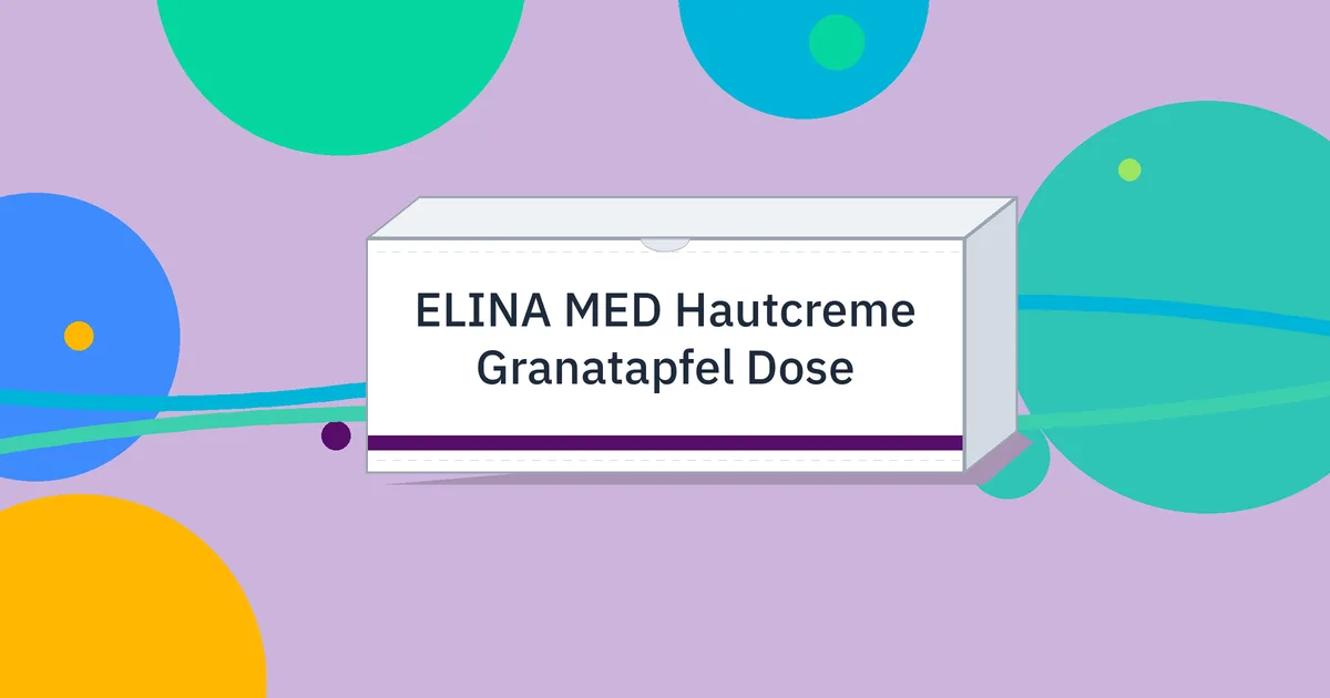 Symbolbild: Packung mit der Aufschrift ELINA MED Hautcreme Granatapfel Dose (PZN 13699846) – Verfügbarkeit und Bezug in Apotheken in Frankfurt am Main