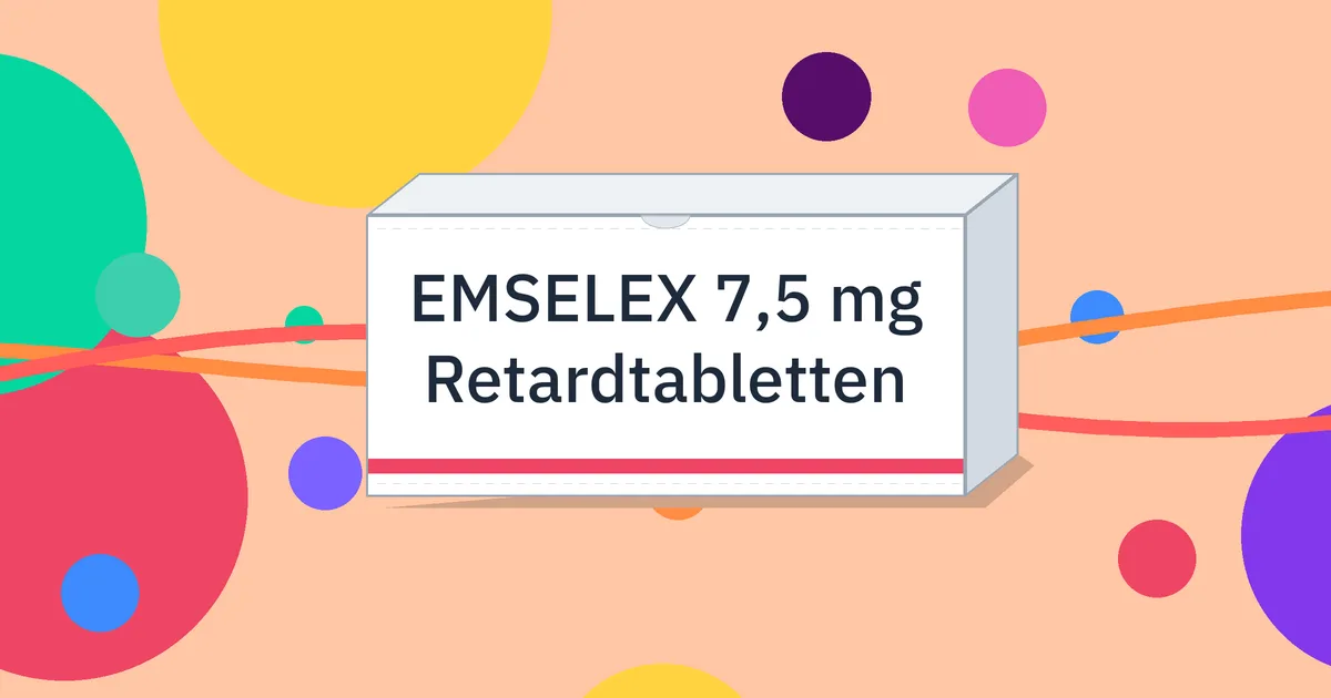 Symbolbild: Packung mit der Aufschrift EMSELEX 7,5 mg Retardtabletten (PZN 20312204) – Verfügbarkeit und Bezug in Apotheken in Frankfurt am Main