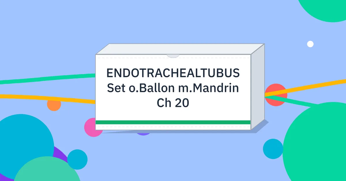 Symbolbild: Packung mit der Aufschrift ENDOTRACHEALTUBUS Set o.Ballon m.Mandrin Ch 20 (PZN 12450151) – Verfügbarkeit und Bezug in Apotheken in Frankfurt am Main