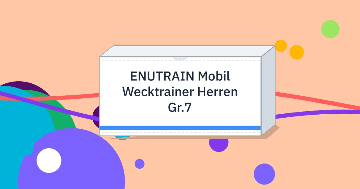 Symbolbild: Packung mit der Aufschrift ENUTRAIN Mobil Wecktrainer Herren Gr.7 (PZN 09200829) – Verfügbarkeit und Bezug in Apotheken in Frankfurt am Main