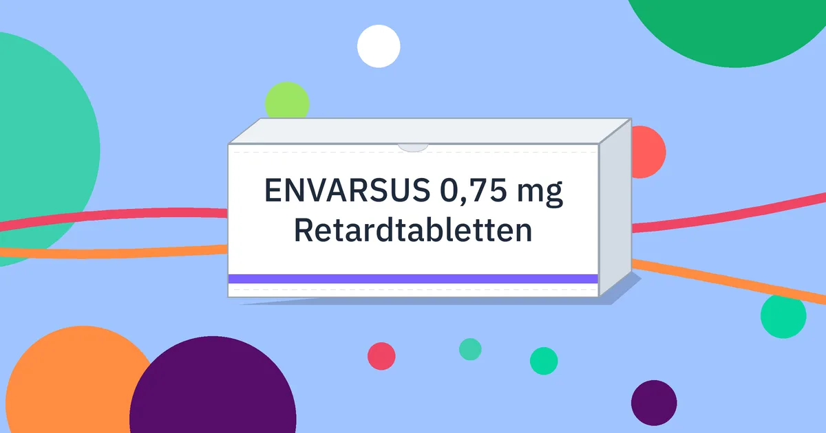 Symbolbild: Packung mit der Aufschrift ENVARSUS 0,75 mg Retardtabletten (PZN 19253005) – Verfügbarkeit und Bezug in Apotheken in Frankfurt am Main