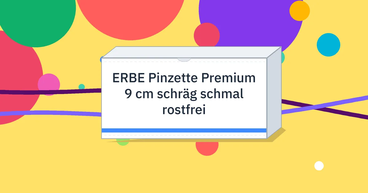 Symbolbild: Packung mit der Aufschrift ERBE Pinzette Premium 9 cm schräg schmal rostfrei (PZN 20052944) – Verfügbarkeit und Bezug in Apotheken in Frankfurt am Main