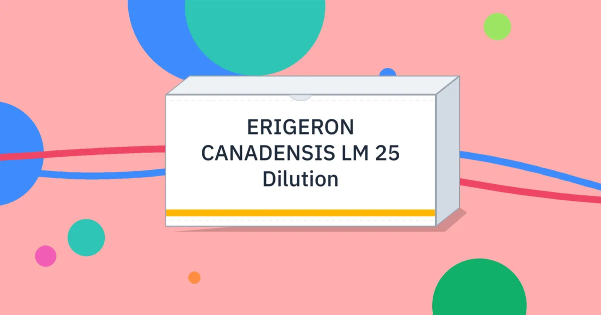 Symbolbild: Packung mit der Aufschrift ERIGERON CANADENSIS LM 25 Dilution (PZN 13478281) – Verfügbarkeit und Bezug in Apotheken in Frankfurt am Main