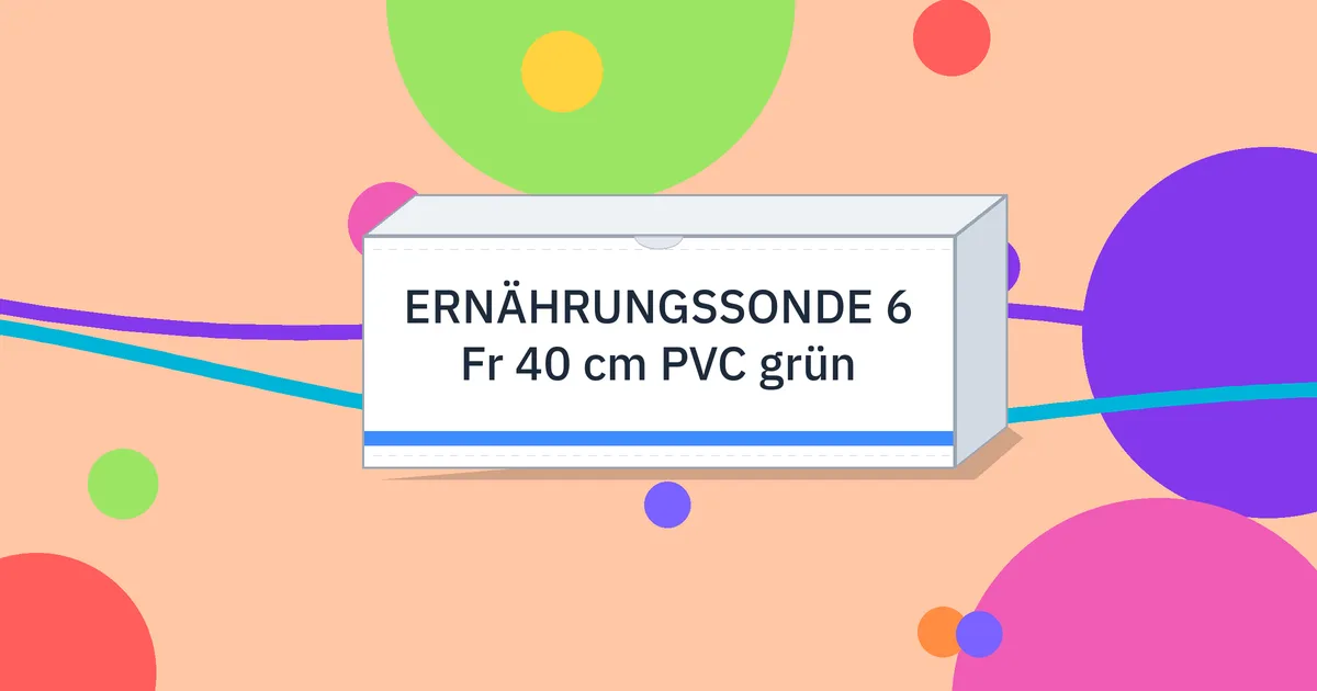 Symbolbild: Packung mit der Aufschrift ERNÄHRUNGSSONDE 6 Fr 40 cm PVC grün (PZN 00903245) – Verfügbarkeit und Bezug in Apotheken in Frankfurt am Main