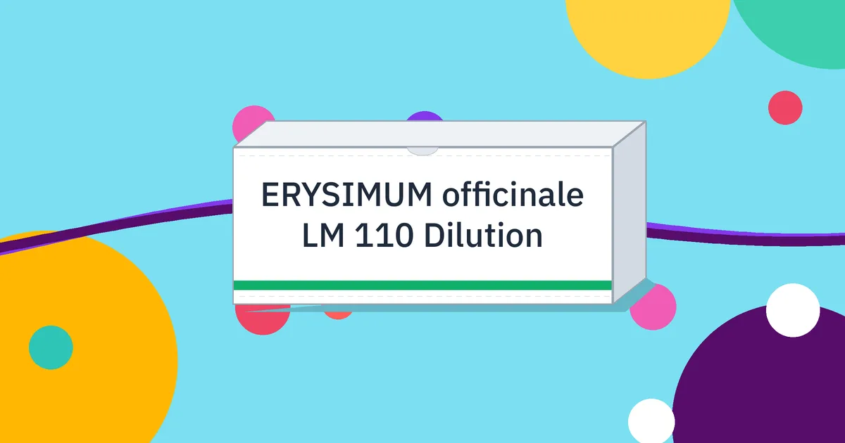Symbolbild: Packung mit der Aufschrift ERYSIMUM officinale LM 110 Dilution (PZN 13479783) – Verfügbarkeit und Bezug in Apotheken in Frankfurt am Main
