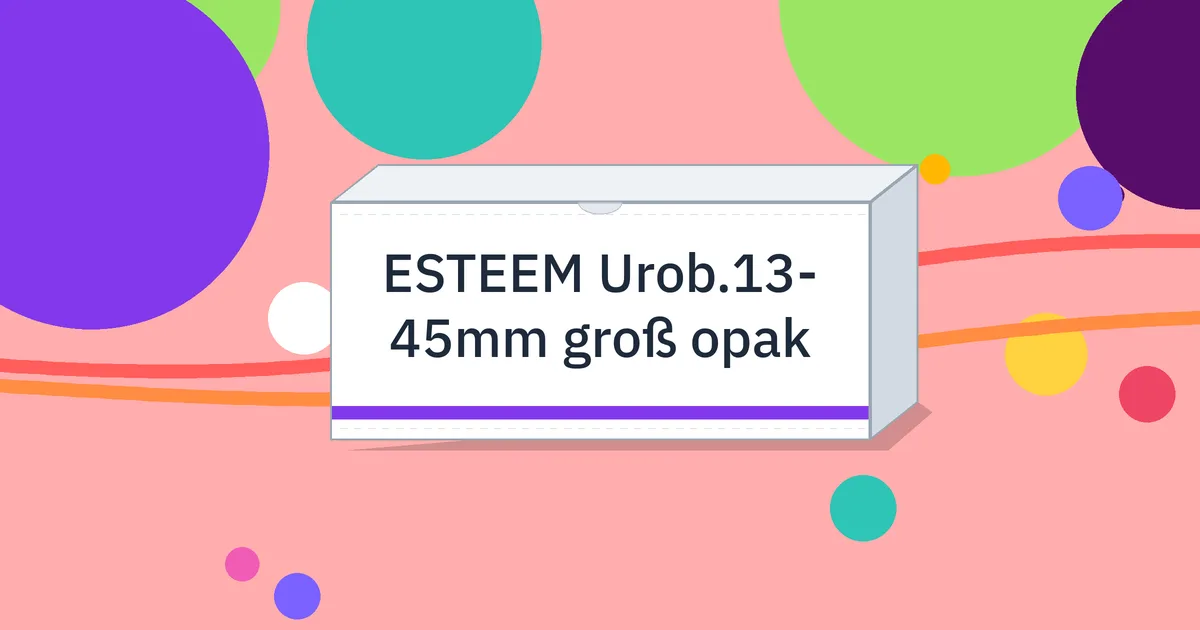 Symbolbild: Packung mit der Aufschrift ESTEEM Urob.13-45mm groß opak (PZN 04000468) – Verfügbarkeit und Bezug in Apotheken in Frankfurt am Main