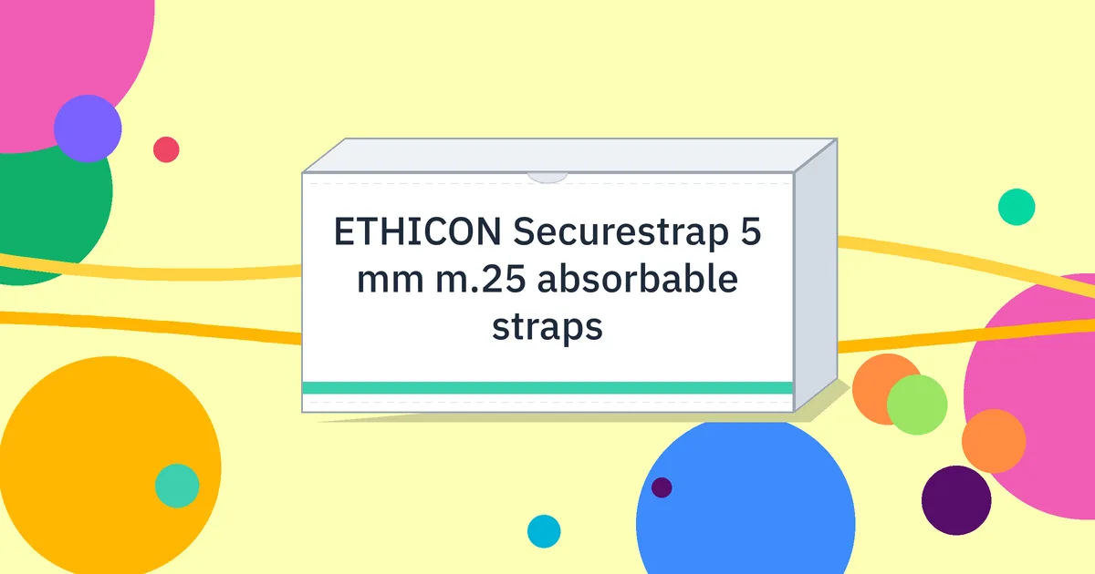 Symbolbild: Packung mit der Aufschrift ETHICON Securestrap 5 mm m.25 absorbable straps (PZN 20852308) – Verfügbarkeit und Bezug in Apotheken in Frankfurt am Main