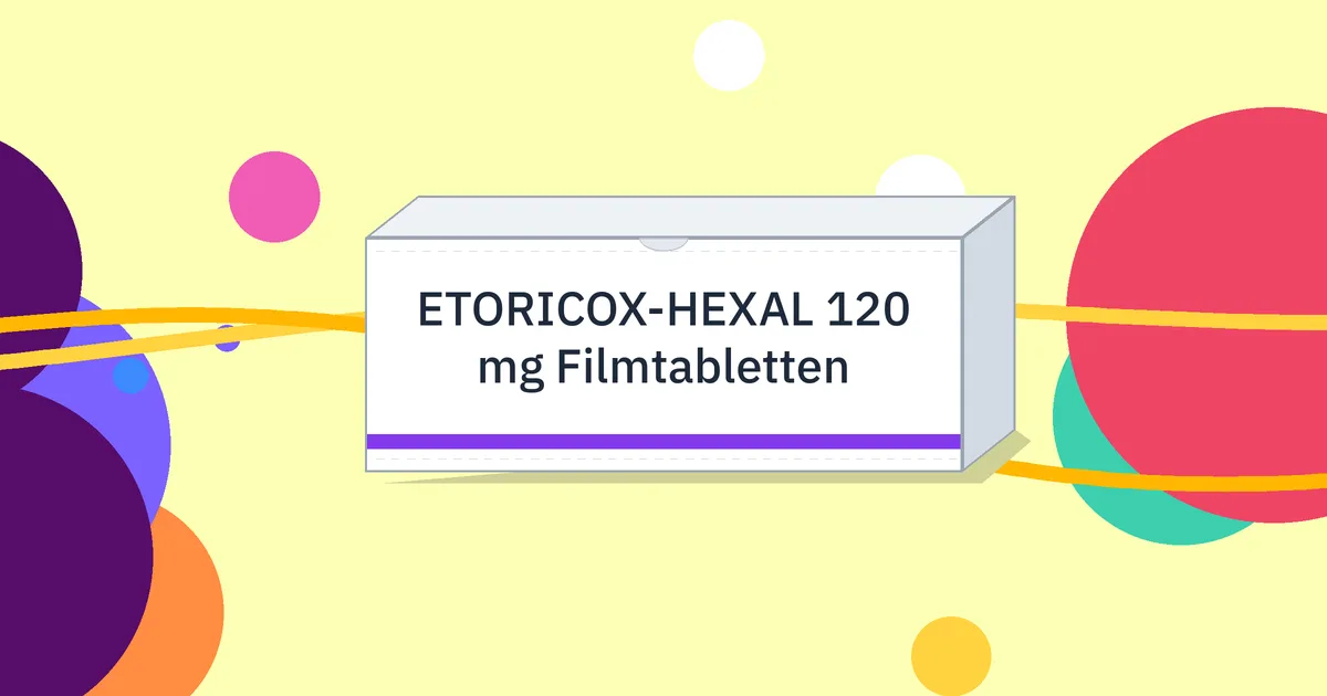 Symbolbild: Packung mit der Aufschrift ETORICOX-HEXAL 120 mg Filmtabletten (PZN 14139776) – Verfügbarkeit und Bezug in Apotheken in Frankfurt am Main