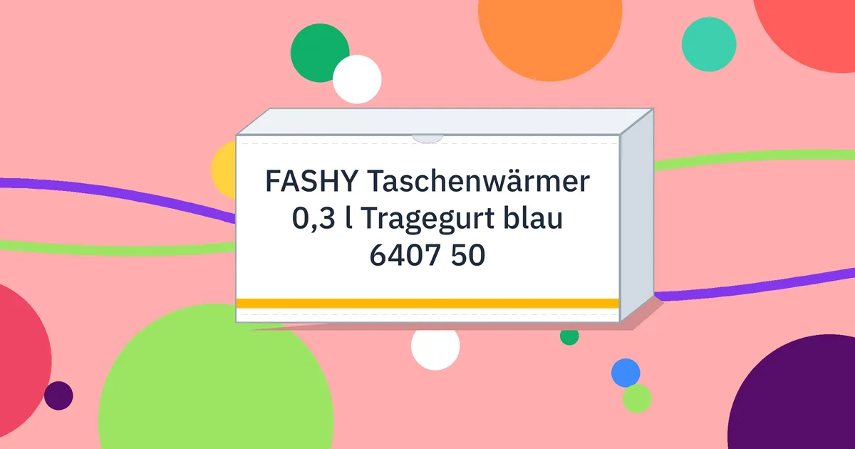 Symbolbild: Packung mit der Aufschrift FASHY Taschenwärmer 0,3 l Tragegurt blau 6407 50 (PZN 19682640) – Verfügbarkeit und Bezug in Apotheken in Frankfurt am Main