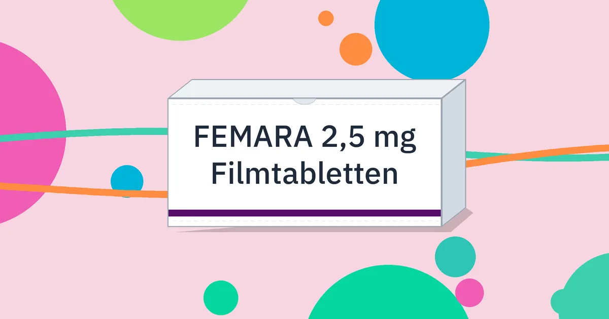 Symbolbild: Packung mit der Aufschrift FEMARA 2,5 mg Filmtabletten (PZN 00980760) – Verfügbarkeit und Bezug in Apotheken in Frankfurt am Main