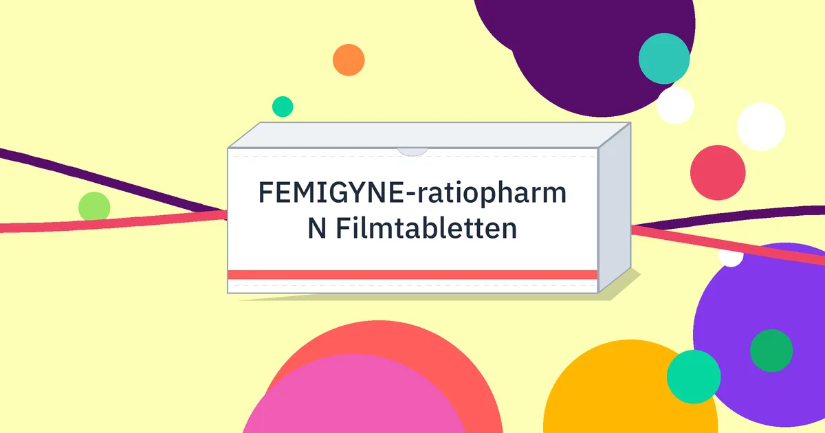 Symbolbild: Packung mit der Aufschrift FEMIGYNE-ratiopharm N Filmtabletten (PZN 07424341) – Verfügbarkeit und Bezug in Apotheken in Frankfurt am Main